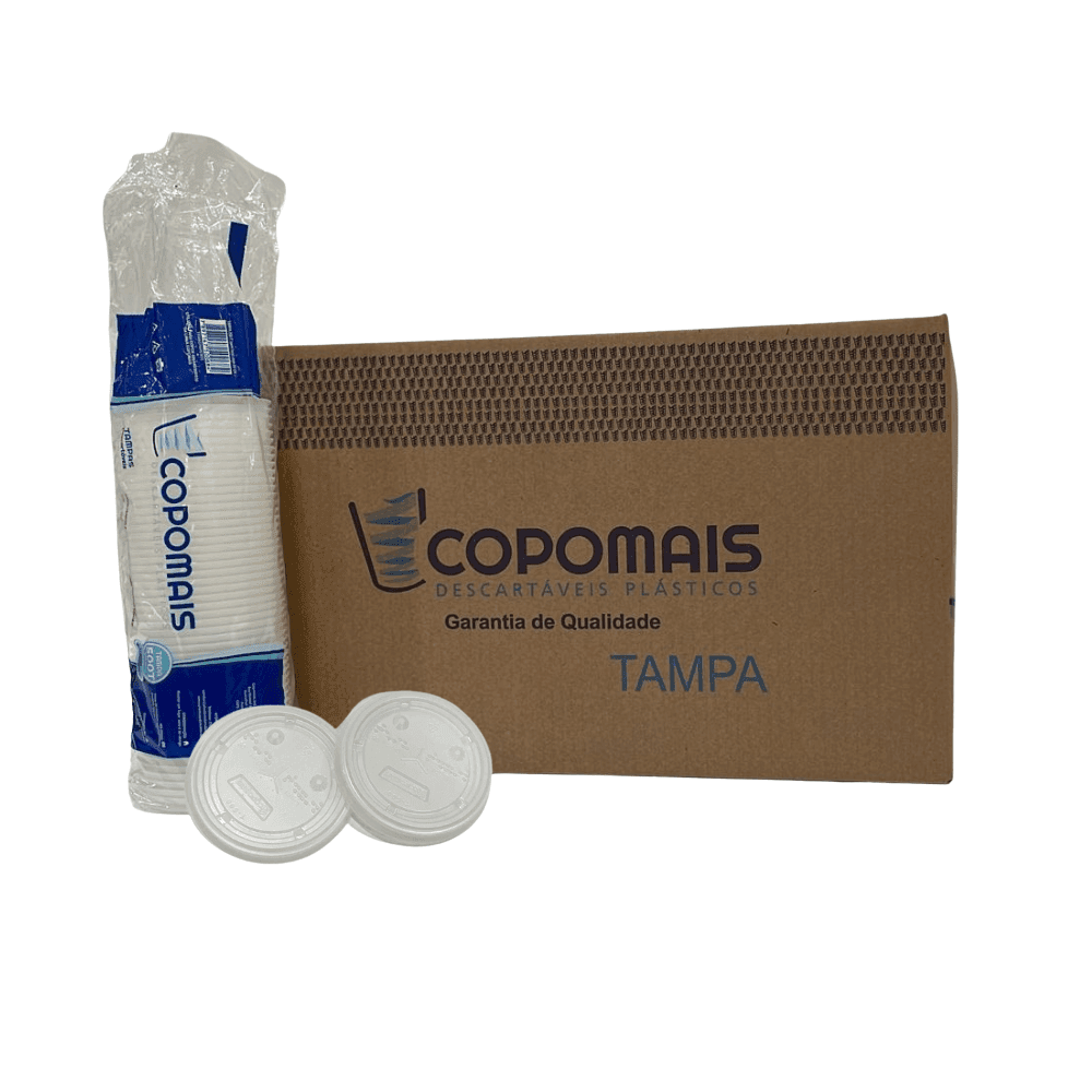 Tampa Descartável para Copos 400/440/500/550ml transparente Copomais com 1.000 unidades