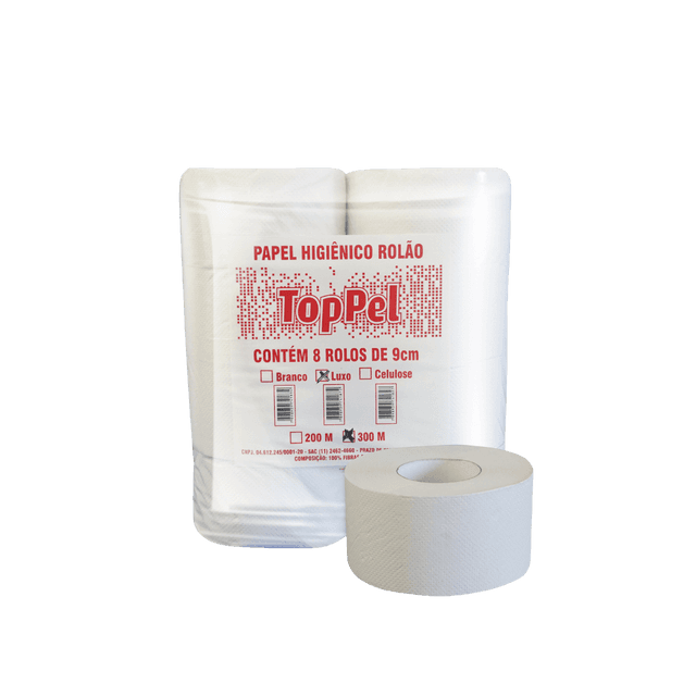 Papel Higiênico Rolão Luxo Folha Simples 8 Rolos Toppel