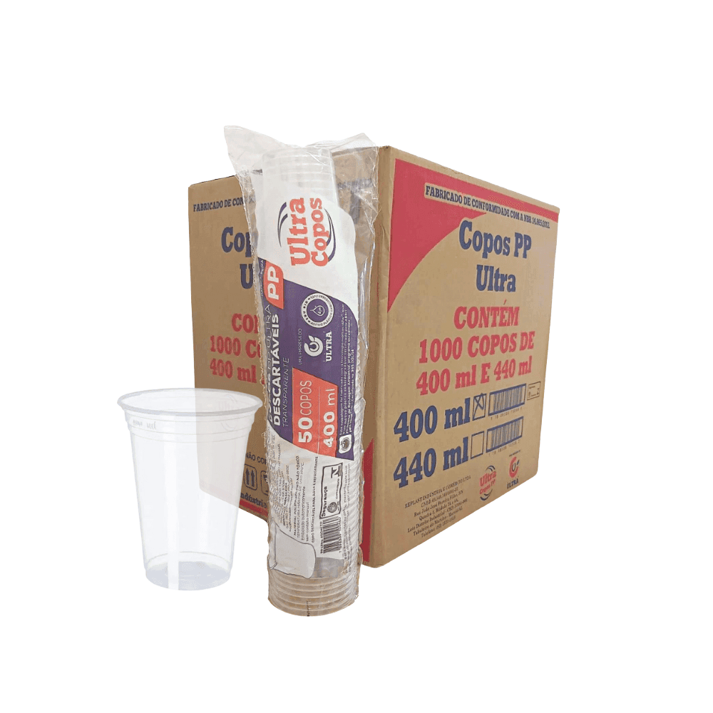 Copo Descartável Transparente PP 400ml Ultra 1.000 unidades