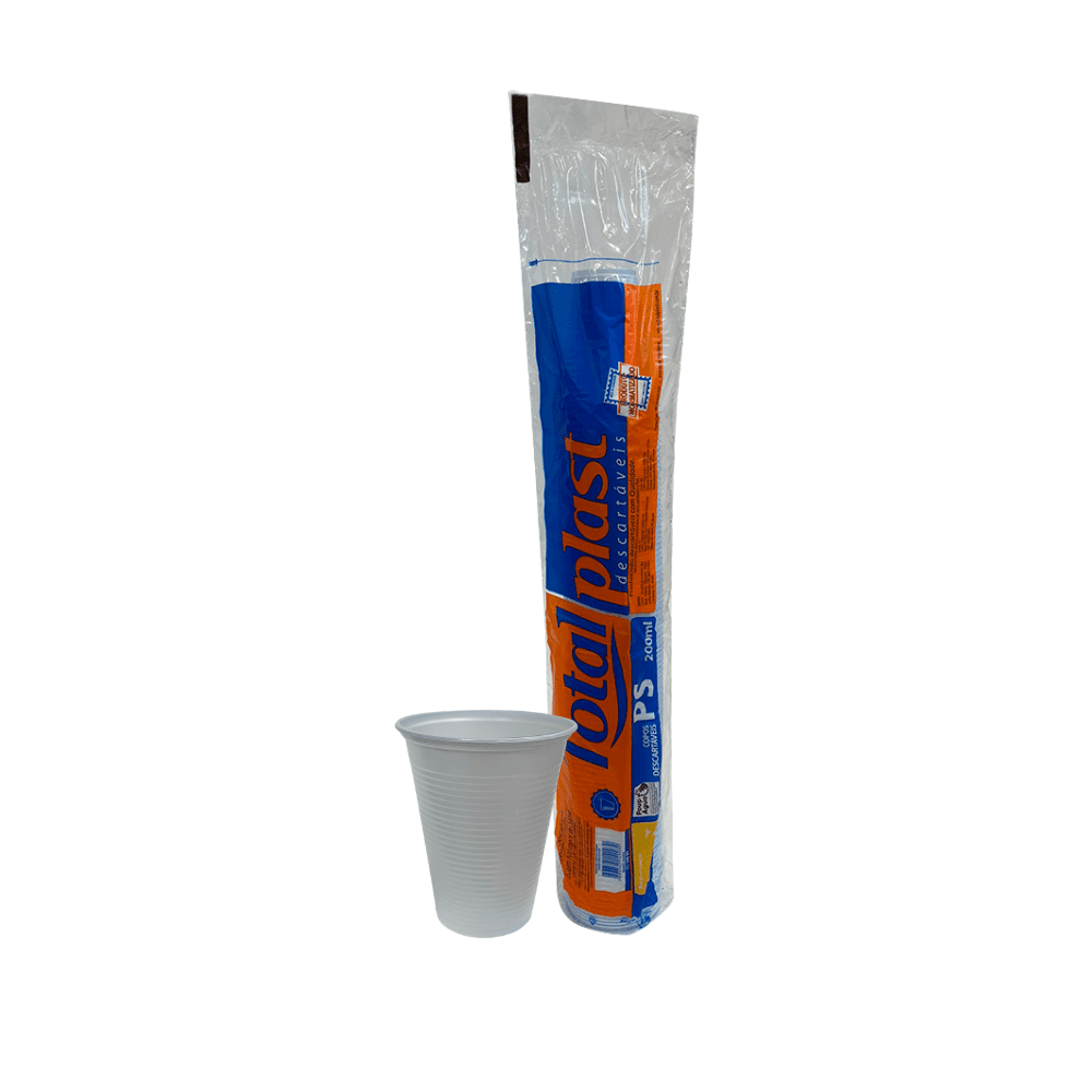 Copo Descartável 200ml Branco PS Totalplast 2.500 unidades